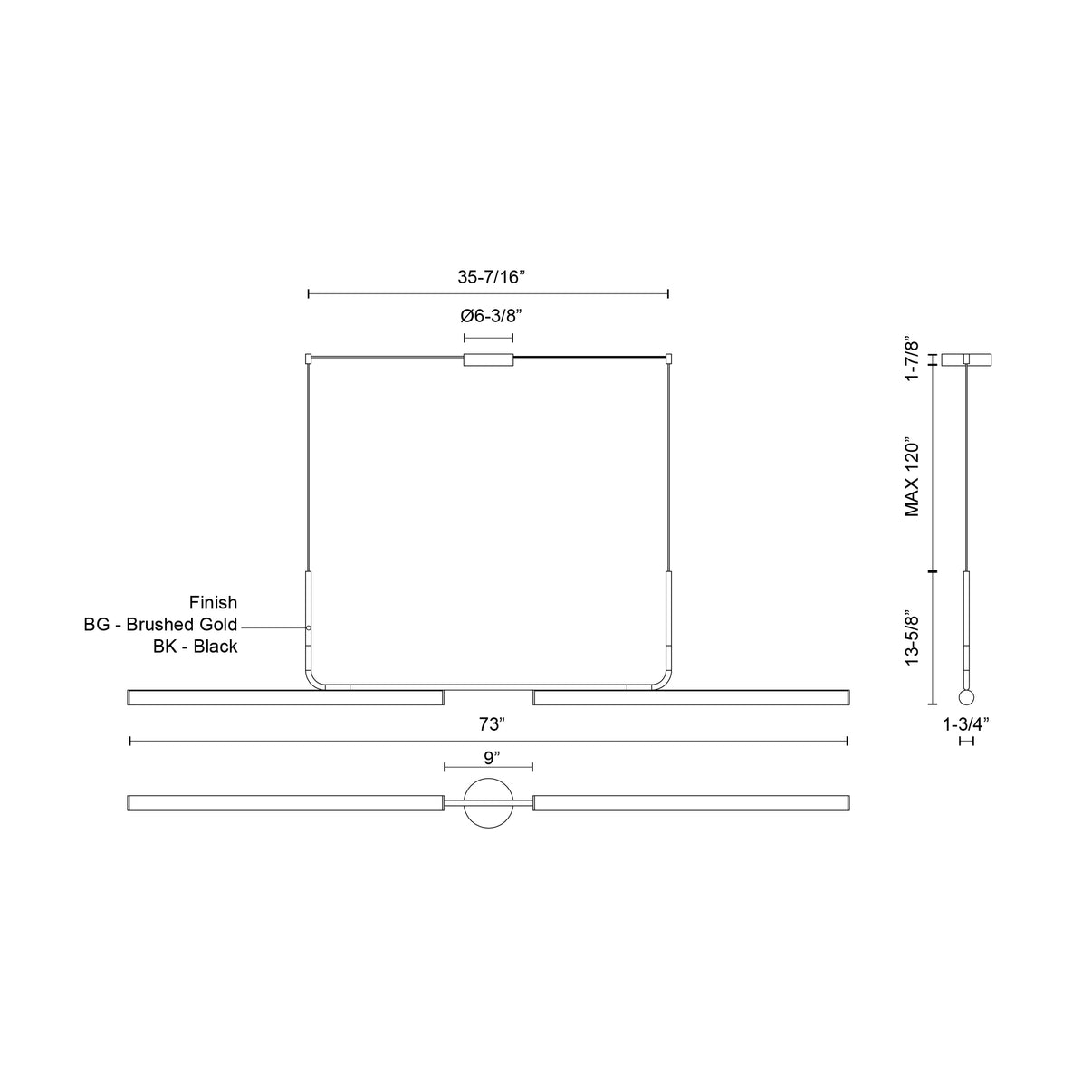 Vesper 73-in Linear Pendant – Kuzco Lighting